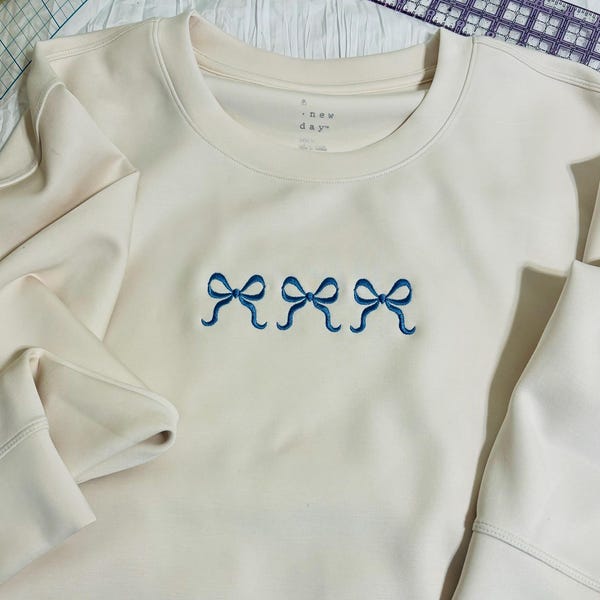 Bow Trio Bean Stitch Applique Machine Embroidery Design - Etsy