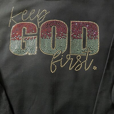 Keep God First Digital Rhinestone Template Ss10 Hotfix Rhinestones SVG ...