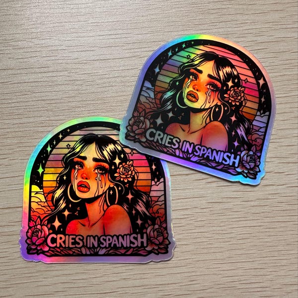 Holographic Waterproof Dramatic Latina Holographic Sticker - Emotional ...