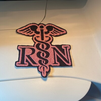 Registered Nurse Embroidery Design, RN Medical Caduceus Emblem, 4 Types ...
