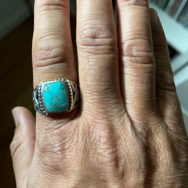 Vintage Sterling Silver Natural Turquoise Hummingbird Ring Size 12 - Etsy