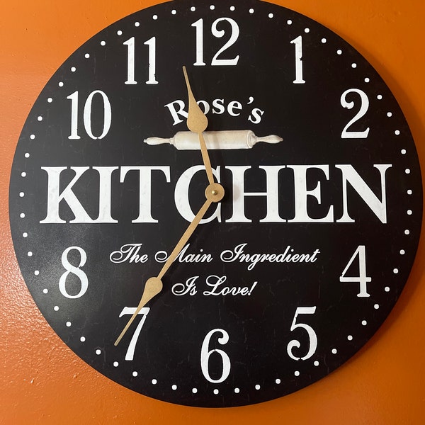 Personalized Kitchen Wall Clock- Black Kitchen Clock - Etsy