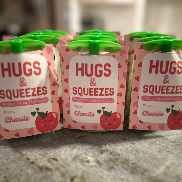 Hugs and Squeezes, Valentine Printable, Valentines Tag, Class Treat ...