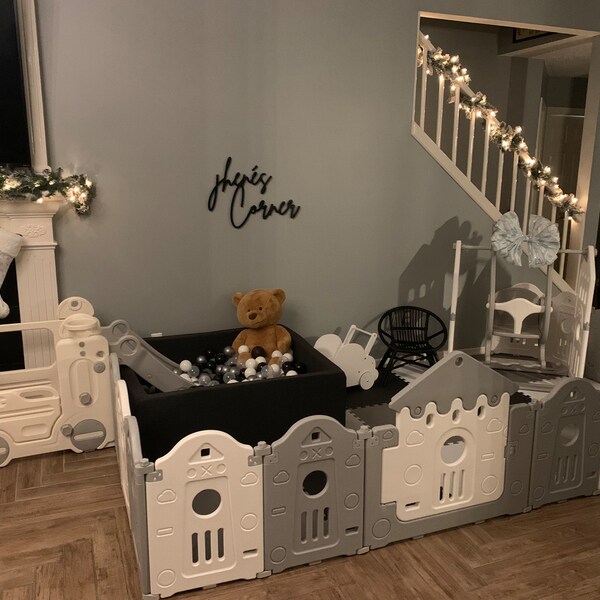 Large Square Ball Pit + 400 Balls Included - Gray, Pit Ball Kids, Pit ...