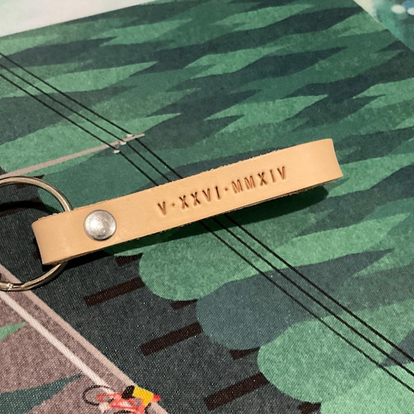 Custom Leather Keychain, Personalized Leather, Coordinates Key Ring ...