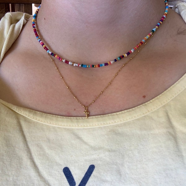 Multicolor Beaded Choker, Vsco, Rainbow, Beach Vibe, Summer, Dainty ...
