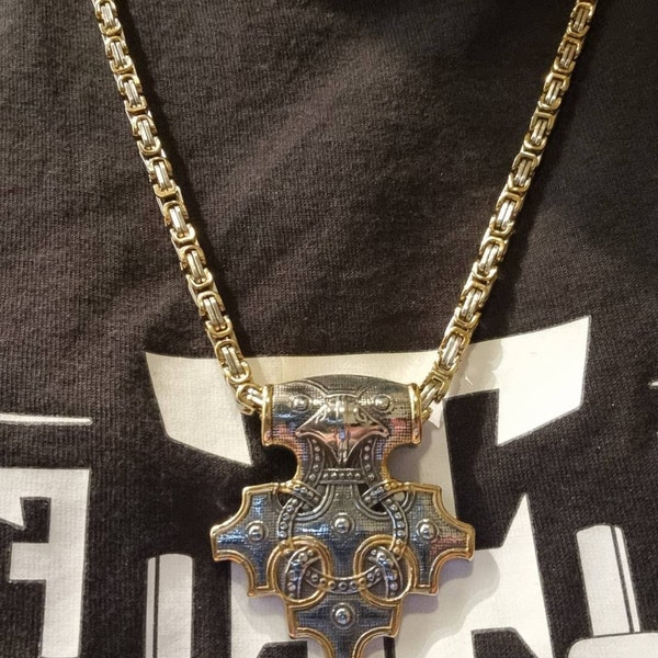 Viking Thor's Hammer Raven Necklace, Norse Mjolnir Pendant in Silver ...