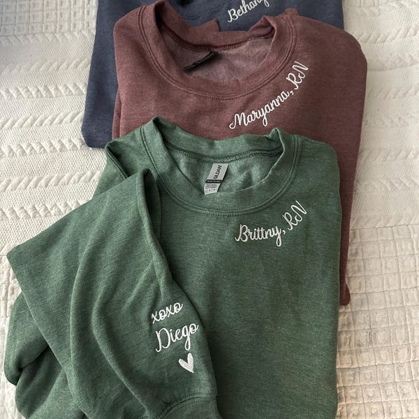 Momma Sweatshirt With Kid Name on Sleeve, Custom Embroider Momma ...