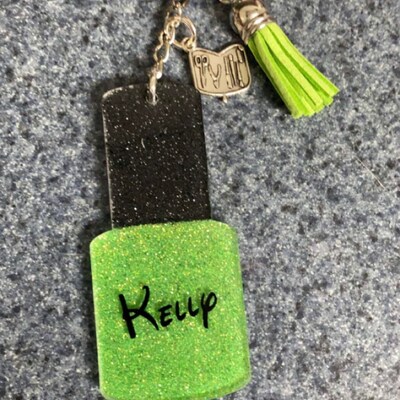 Nail Polish Bottle Keychain Glitter Tassel Key Chain Made - Etsy