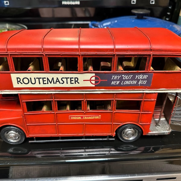 Vintage Rustic Effect Tin Metal Red London Bus Model / Ornament ...