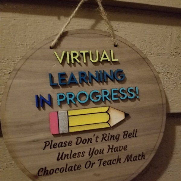Virtual Learning in Progress Door Sign Homeschool Decor Door Sign Door ...