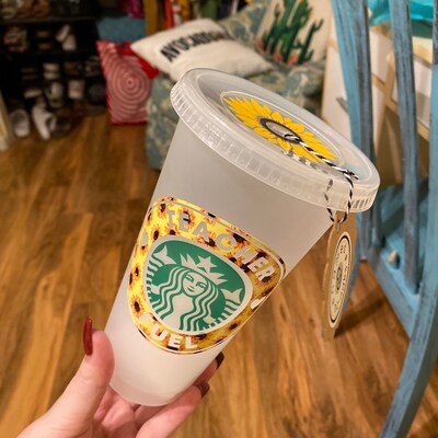 Teacher Fuel With Hearts Starbucks Reusable Cup - Etsy