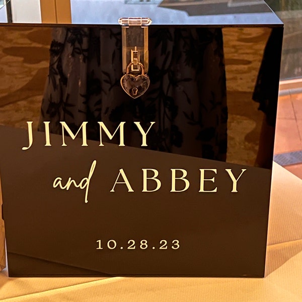 Personalized Name Card Box Wedding Acrylic Card Box With Lock and Key ...