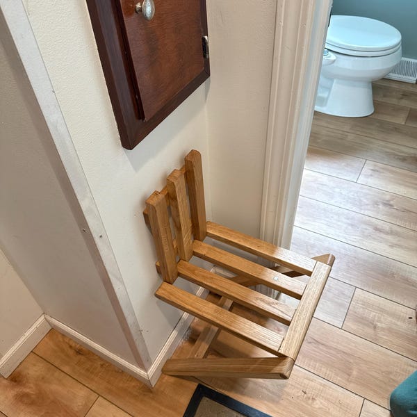 Folding Wall Mounted Chair, Solid Oak Space Saving Seat, Small Entryway ...