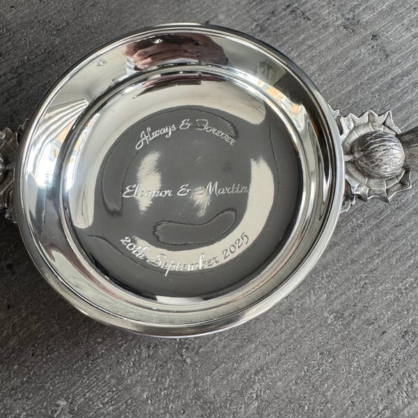 1 Pint Double Lines Fancy Handle Pewter Tankard With Free Text ...