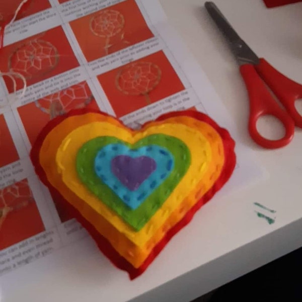 Make Your Own Rainbow Hanging Heart Kit. Felt Kit. Felt Decoration ...
