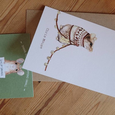Chris Mouse Christmas Card Cute Holiday Card Christmas Mouse Card ...