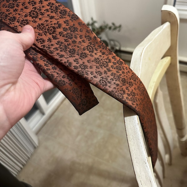 Mens Ties Copper Orange Rust Floral Mens Silk Necktie Wedding Ties With ...