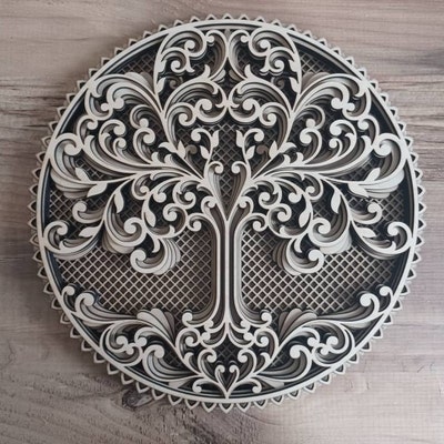 Laser Cut Multilayer Mandala Panel SVG Template 3D Layered Vector ...
