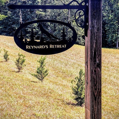 Metal Fox Address Evergreen Sign - Etsy