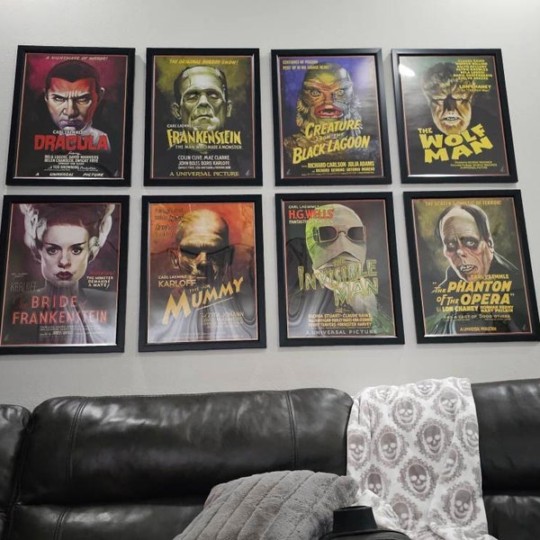 Universal Monsters Poster Set – Classic Horror Movie Icons Art Prints ...