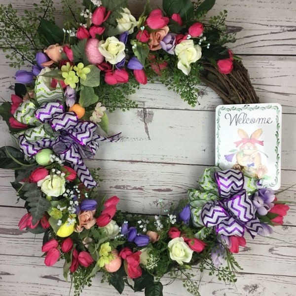 Easter Wreath Signs Easter Blessings Sign Bunny Sign Easter Wreath ...