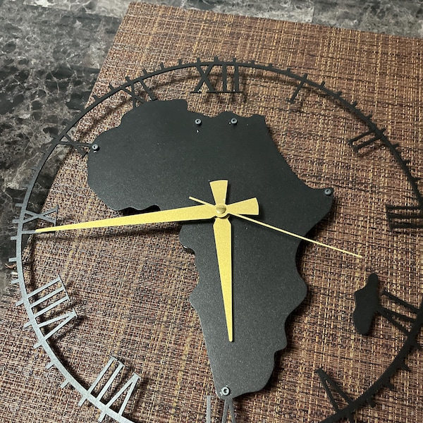 Black Africa Map Clock, Africa Metal Wall Clock, Livingroom Metal Wall ...