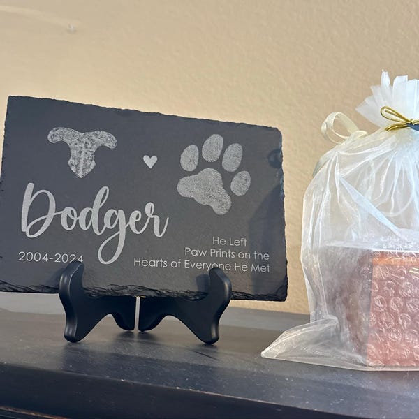 Custom Paw and Nose Print Slate • Personalized Pet Memorial Keepsake ...