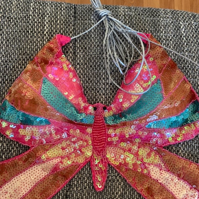 Y2K Silver Holographic Sequin Butterfly Halter Top - Etsy