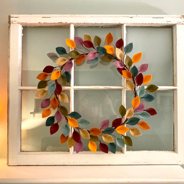Everyday Front Door Wreath / Autumn Felt Leaf Wreath / as Seen in HGTV ...