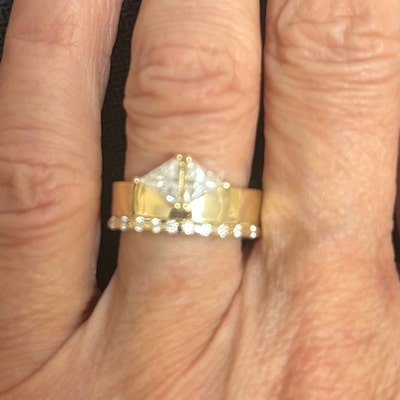 1.3ct Moissanite Toi Et Moi Ring, Solid Gold Emerald and Pear Cut ...