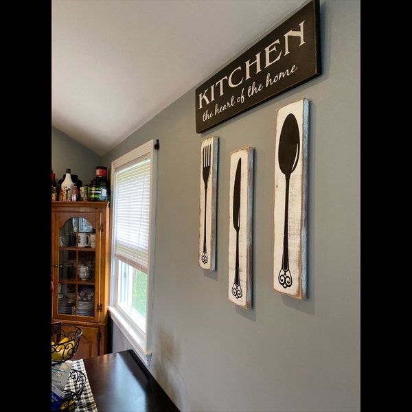 Kitchen the Heart of the Home Wood Sign, Farmhouse Decor, Primitive ...