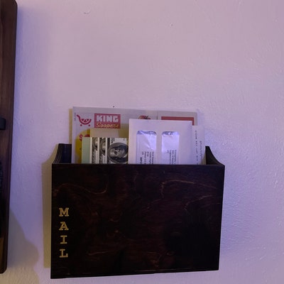 Handmade Modern Mail Holder Wall Mounted in Color OF YOUR CHOICE Wooden ...