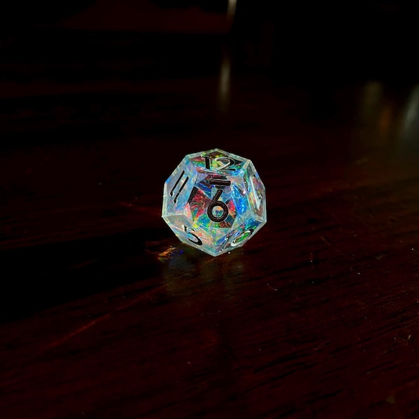 Moonbeam, Clear Polyhedral Sharp Edge Dnd Gem Dice Holographic ...