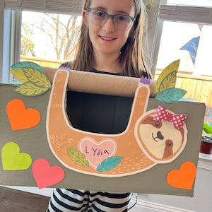 Sloth Printable Box Kit DIY Valentine Box Decor Kit for Valentine's Day ...