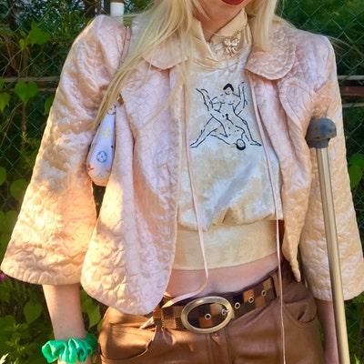 80s Vintage Jacket High Waist Skirt and Midriff Top Extreme - Etsy