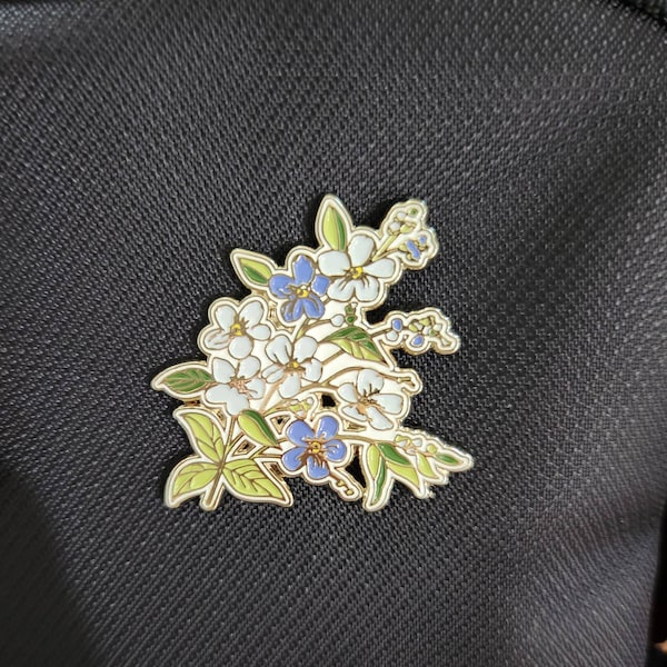 Forget Me Nots Enamel Pin | Floral Enamel Pin | Blue Flower Enamel Pin ...