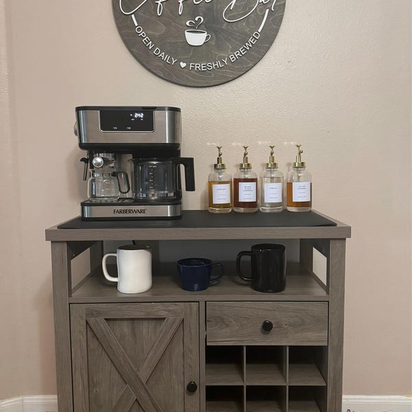 Coffee Bar Sign - Custom Round Wood Sign - 3D Sign - Personalized Gift ...