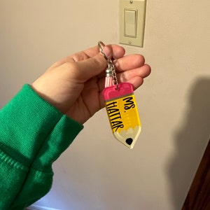 Custom Teacher Pencil Keychain - Etsy