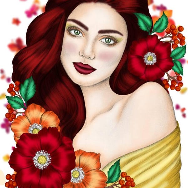 Hana| Adult Coloring Page| Portrait Coloring | Grayscale Coloring ...