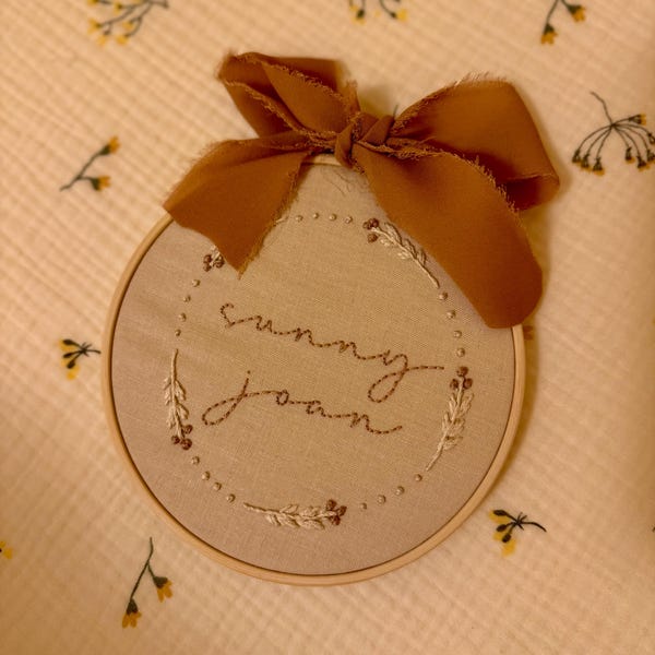 Hand Embroidered Name Hoop, Personalized Embroidery Hoop, Baby Name ...