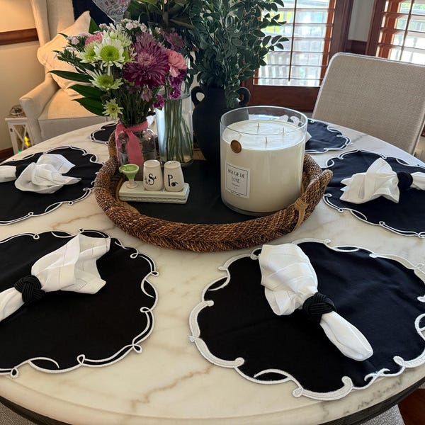 Embroidered Nautical Napkin Set-yacht Decor Cloth Napkins-blue and ...