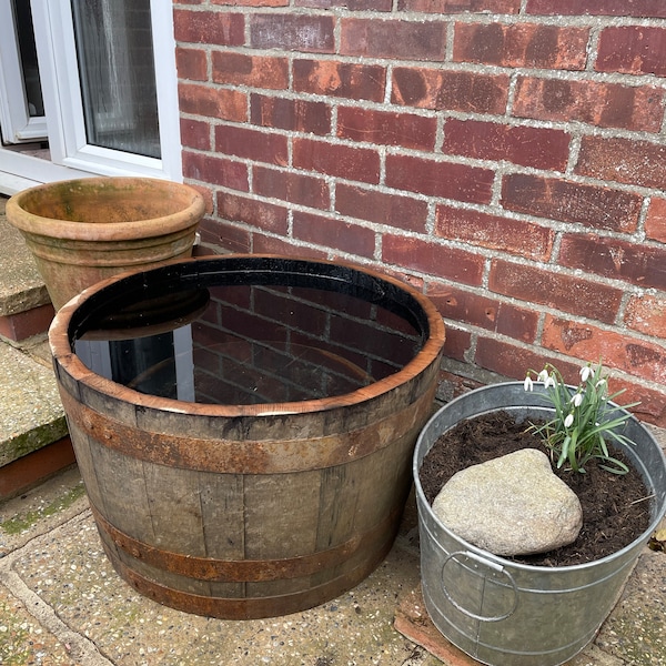 Water Tight / Pond / Half / Whisky / Barrel / Oak / Planter / Tub ...