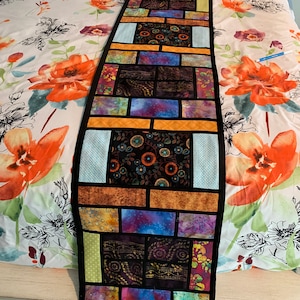 Quilted Table Runner Pattern Random Windows Table Runner - Etsy