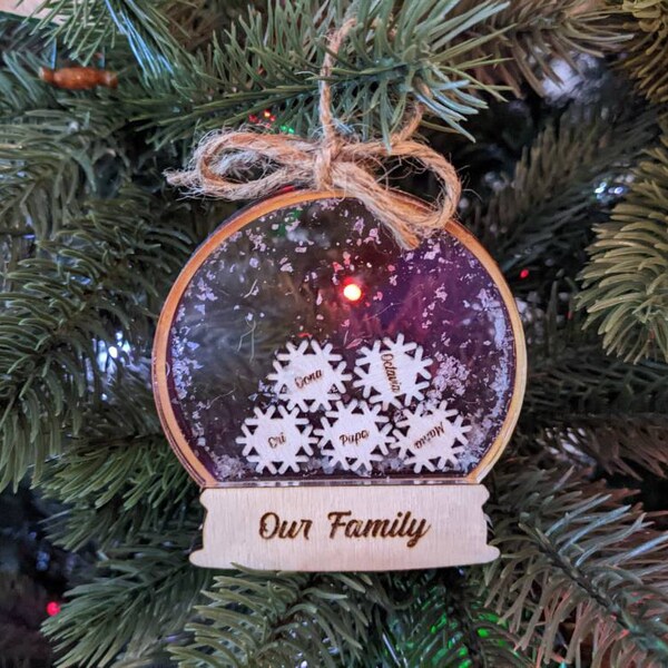 Snow Globe Family Ornament, Snowflake Personalized Ornament, 2024 ...