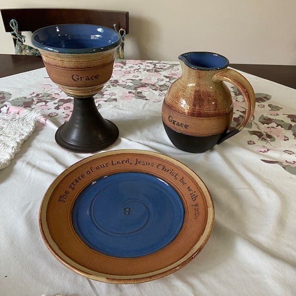 The Grace of the Lord, Stoneware Pottery Communion Set - Etsy