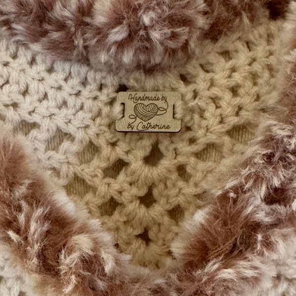 Personalised Set of 50 Cream 28x18mm Faux Leather Labels Rectangle ...