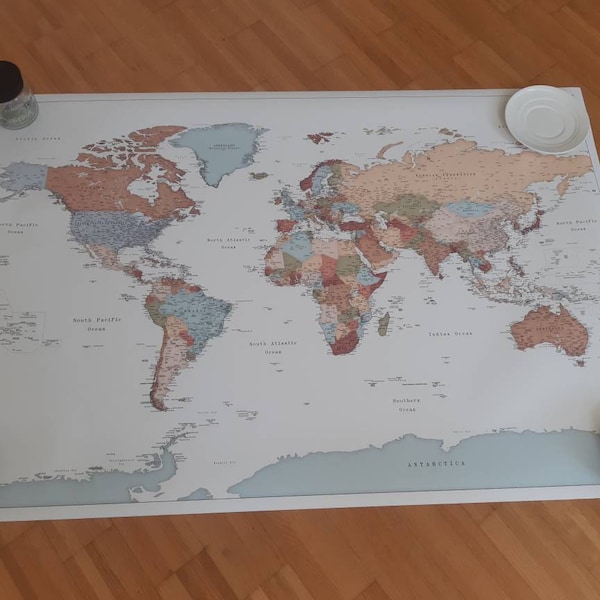 Accurate World Map Poster - Large Wall Travel Map Print - Detailed ...