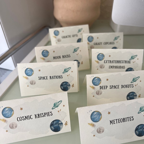 Editable Food Labels Outer Space Birthday Galaxy Food Labels Place Card ...