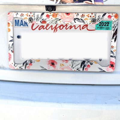 Pink Flower License Plate Frame Matches Personalized Plate in Our Shop ...